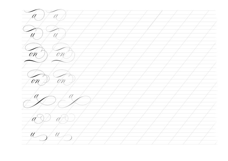 Copperplate Flourish Calligraphy Practice Worksheets: Handwriting Guide ...