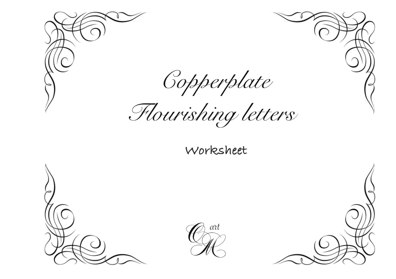 Copperplate Flourish Calligraphy Practice Worksheets: Handwriting Guide ...