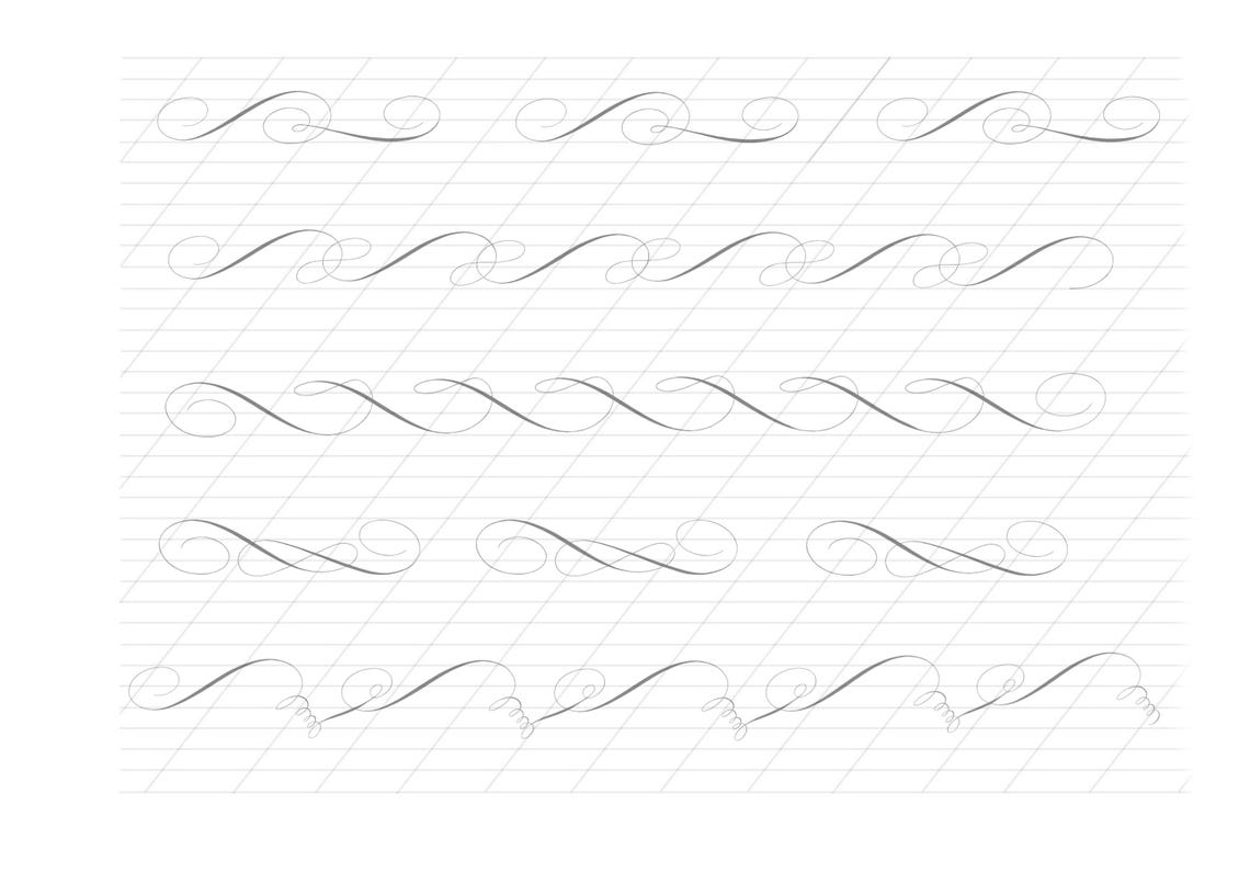 Copperplate Flourish Calligraphy Practice Worksheets: Handwriting Guide ...