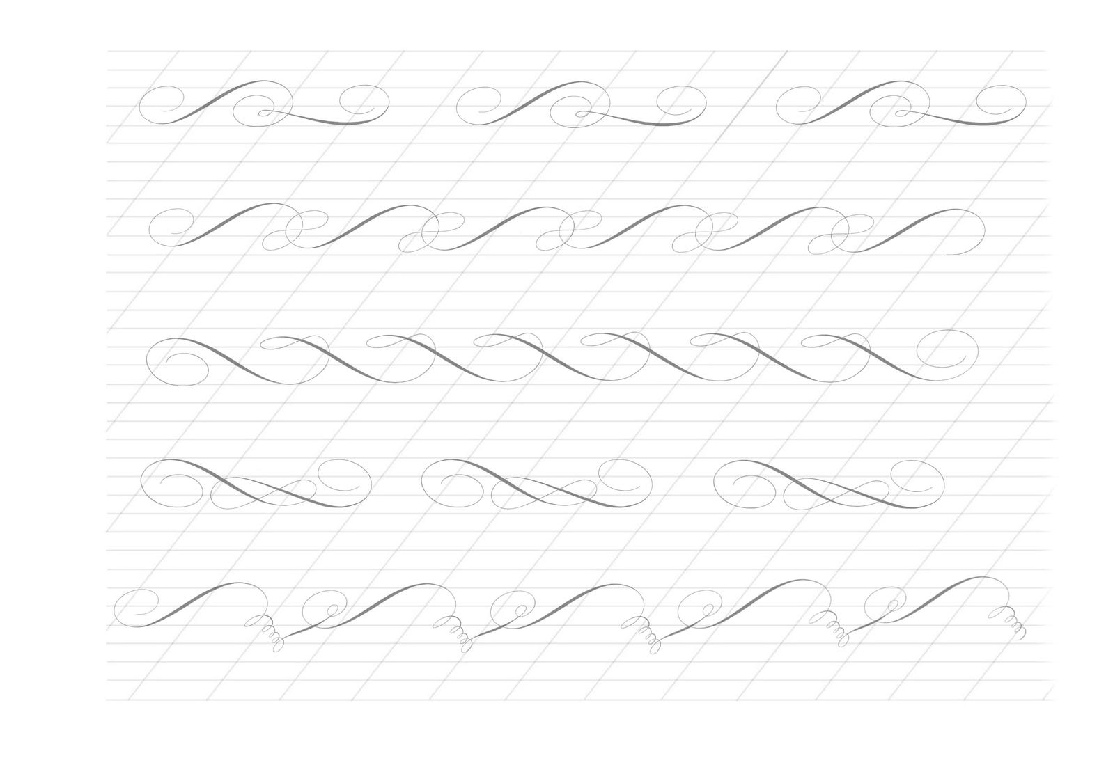 Copperplate Flourish Calligraphy Practice Worksheets: Handwriting Guide ...