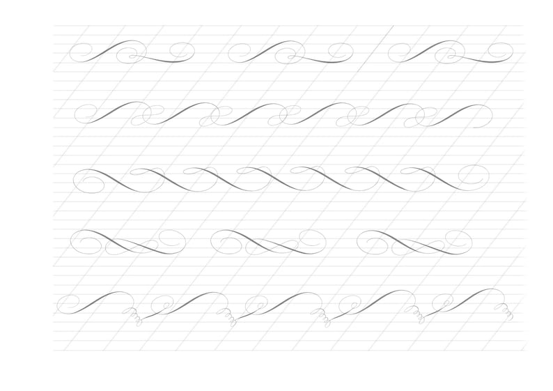 Copperplate Flourish Calligraphy Practice Worksheets: Handwriting Guide ...