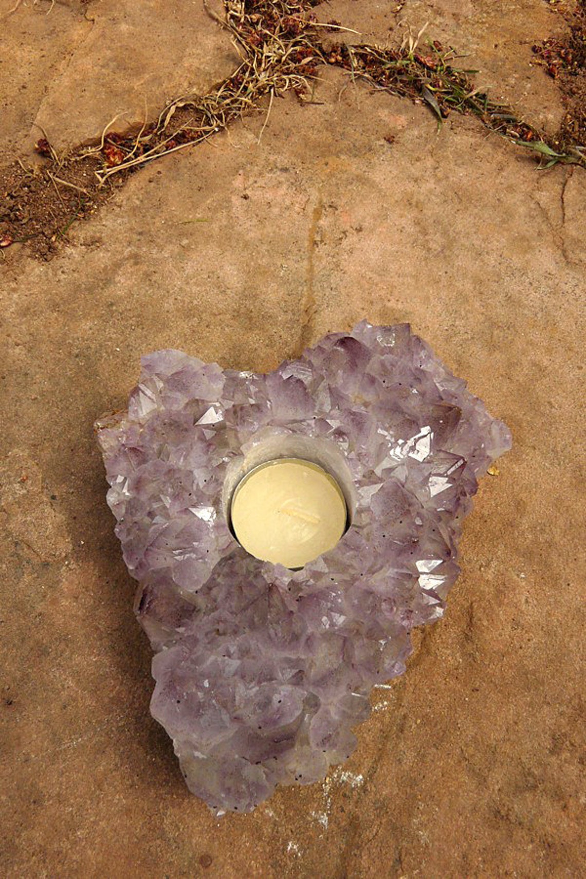 HUGE Purple Amethyst Crystal Cluster Tea Light Candle Holder - Etsy