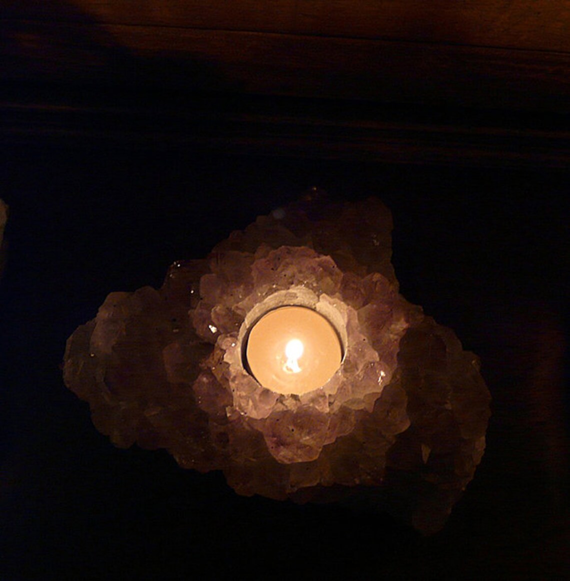 HUGE Purple Amethyst Crystal Cluster Tea Light Candle Holder - Etsy