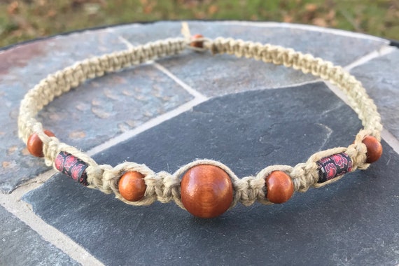 Hemp Necklace Beaded Hemp Necklace Hemp Jewelry Hippie - Etsy