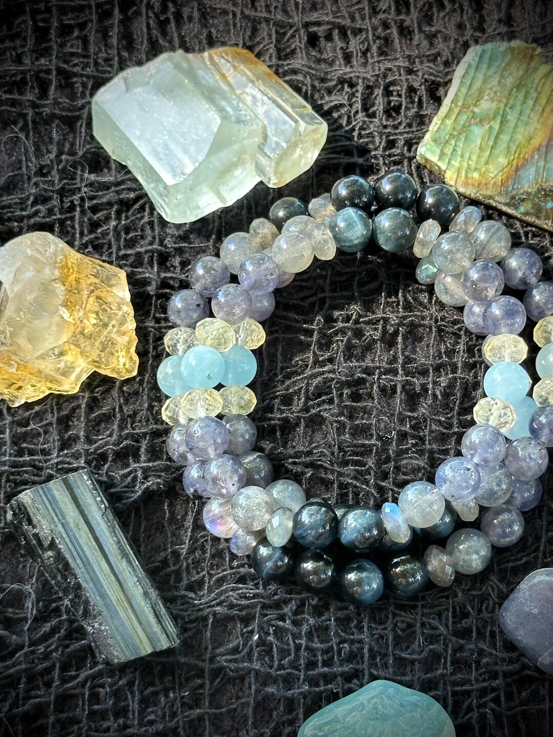 SIREN Bracelet- Aquamarine, Citrine, Iolite, Labradorite and Hawks Eye ...