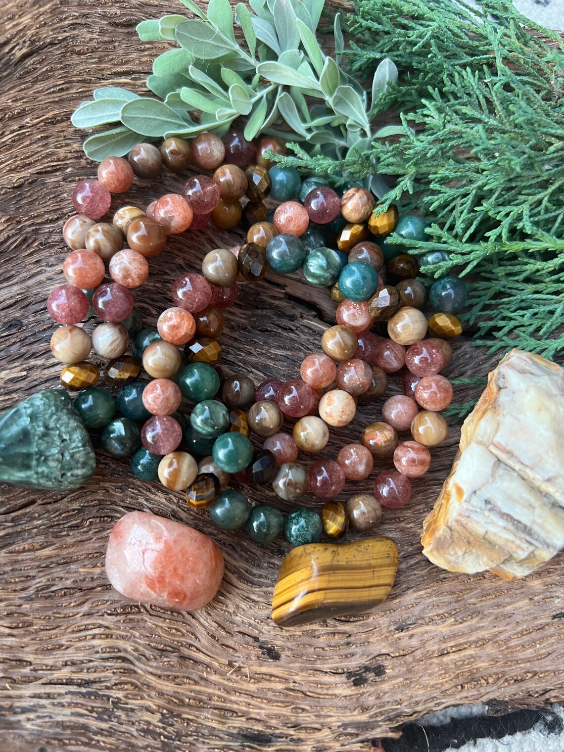 ENCHANTED FOREST Peridot Serphainite Moss Agate Petrified - Etsy