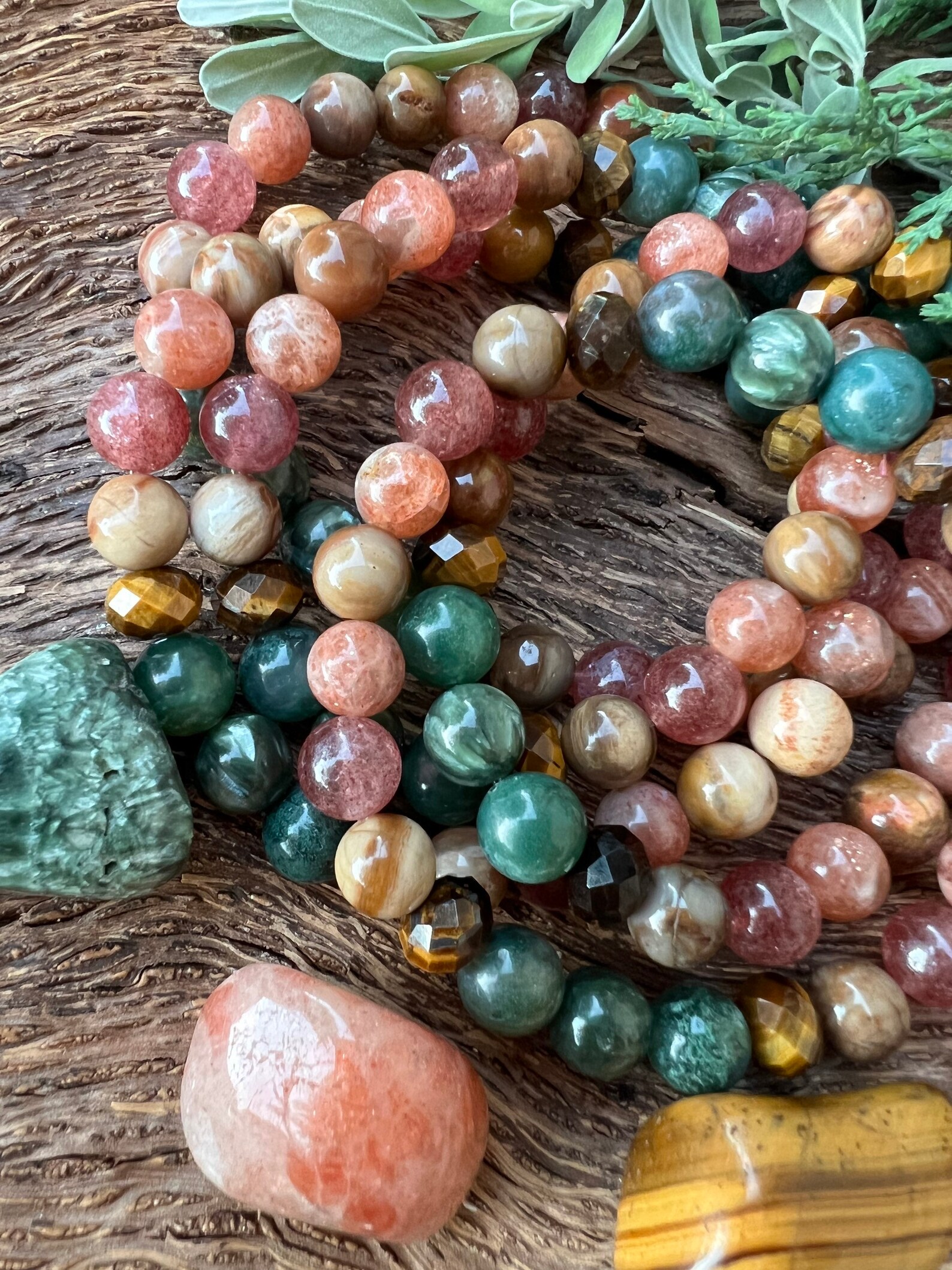 ENCHANTED FOREST Peridot Serphainite Moss Agate Petrified - Etsy