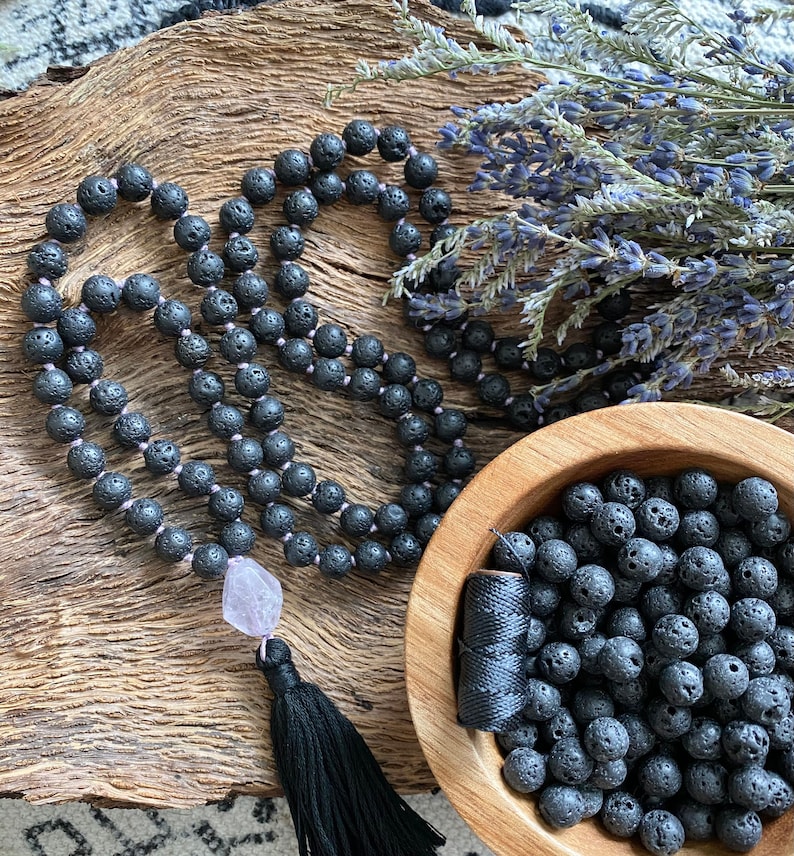 LAVA STONE DIY Mala Making Kit Yoga Necklace Make Your Own - Etsy