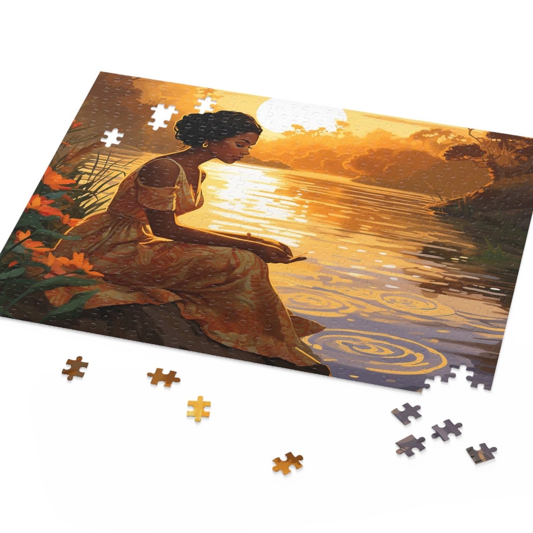 Black Woman by Water Puzzle - African American - Brown Skin Girl ...