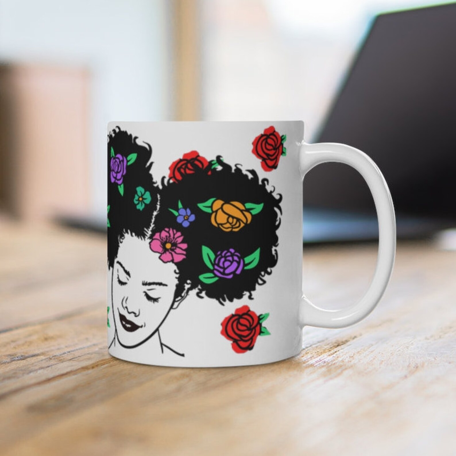Afro Puffs Art Mug African American Mugs Afro Natural Hair | Etsy