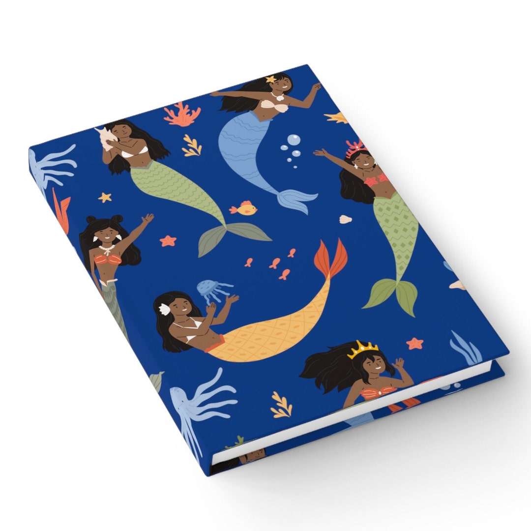 Black Mermaids Journal Ruled Line Little Mermaids Under the Sea African ...