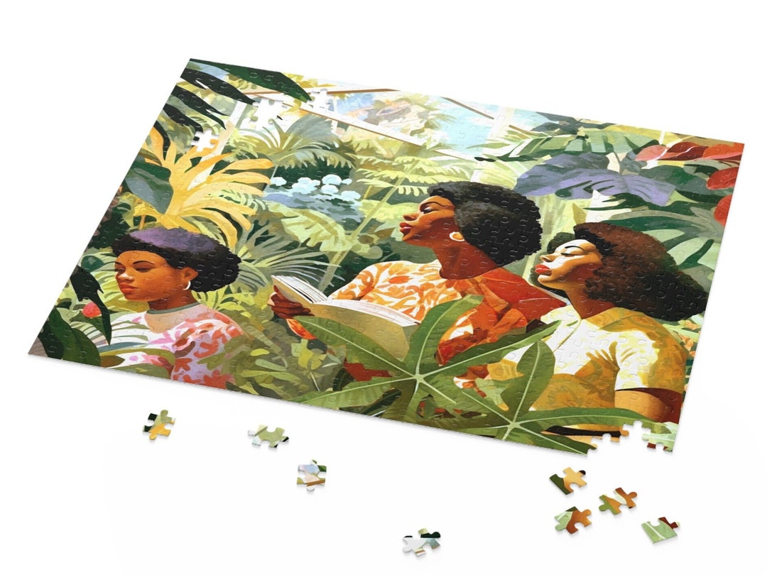 Botanical Garden Puzzle Black Women Plant Melanin Ladies Custom Jigsaw ...