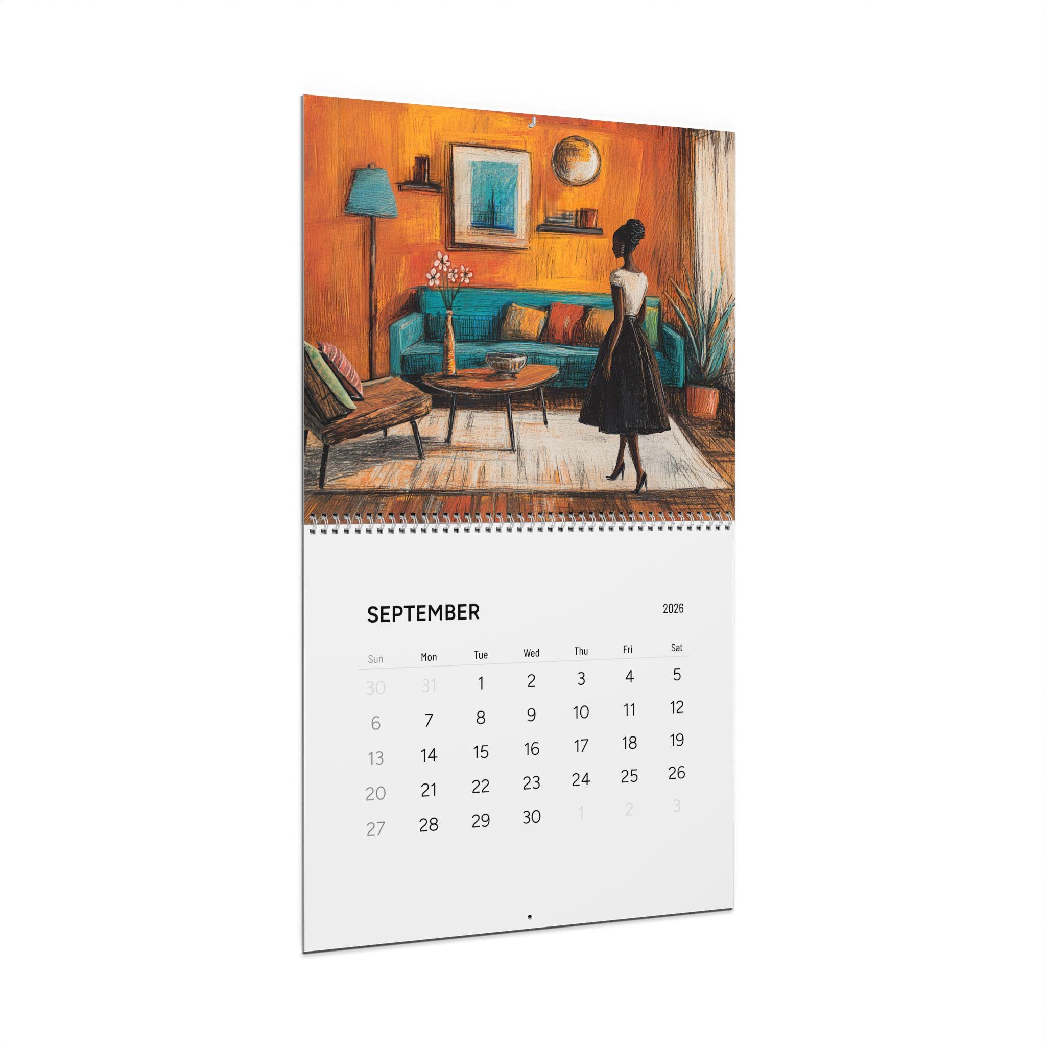 Retro Melanin Vibe 2026 Wall Calendar, Afrocentric Gift, Black Women ...