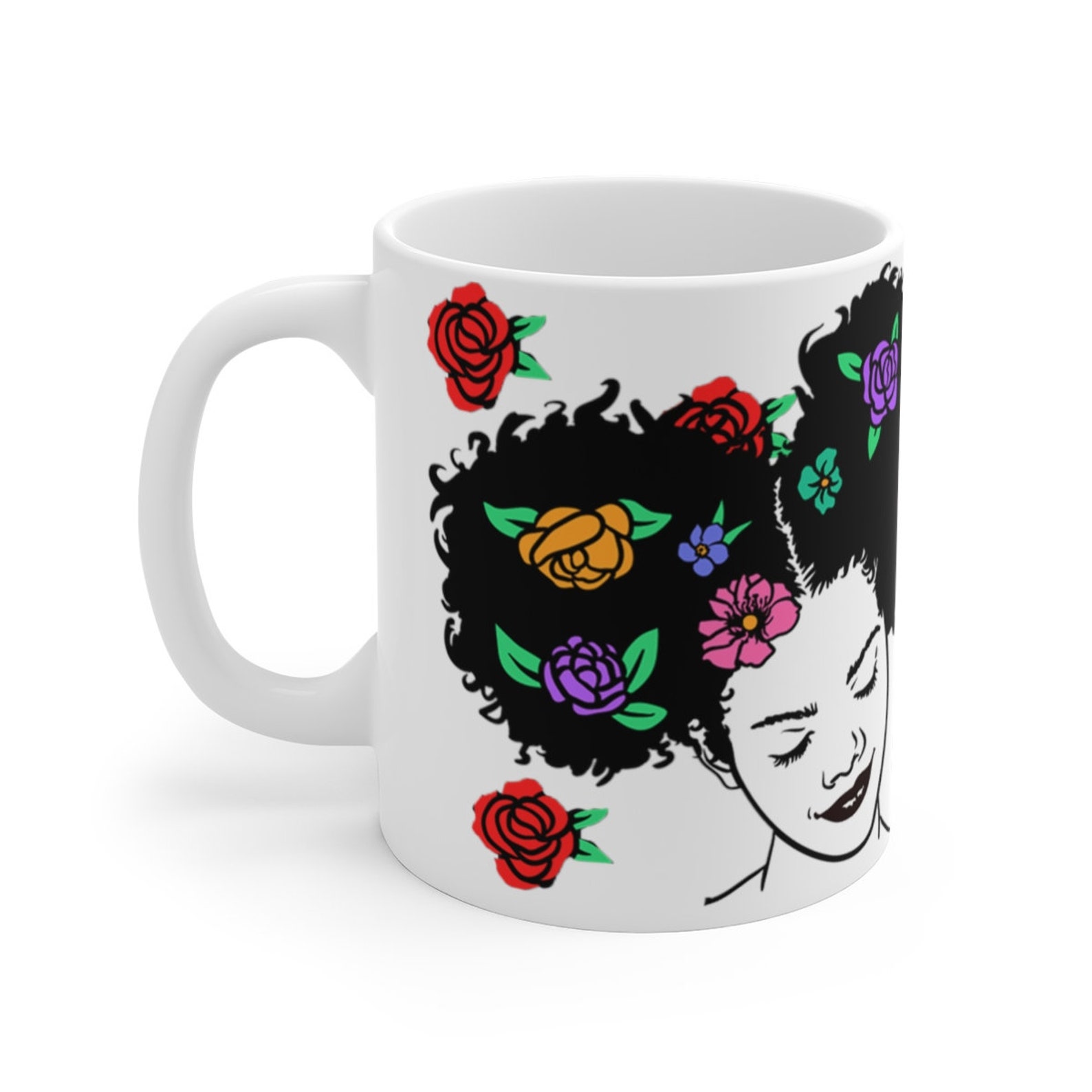 Afro Puffs Art Mug African American Mugs Afro Natural Hair | Etsy
