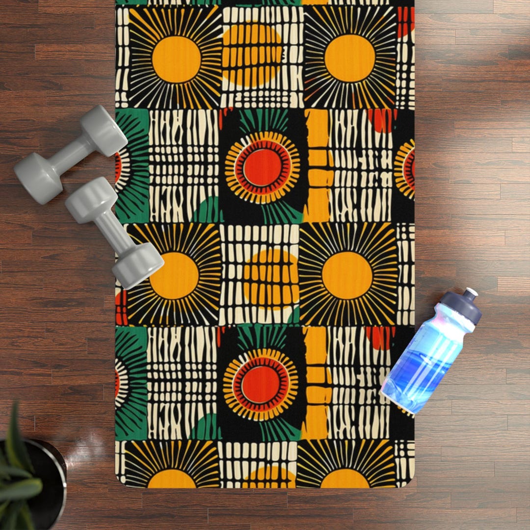 Afrocentric Yoga Mat – Tribal Print Workout Mat – Geometric Design ...