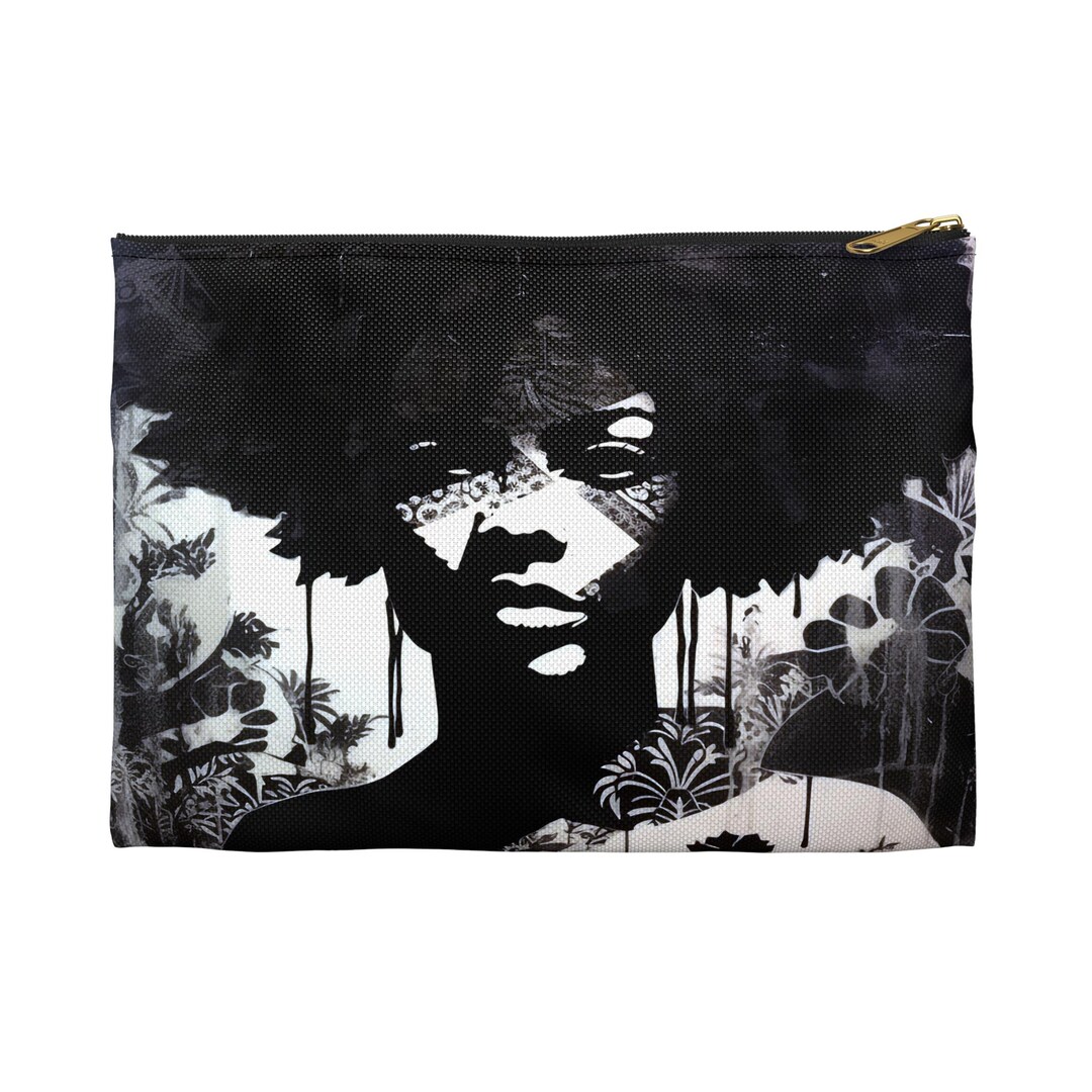 Afro Stencil Pouch, Black Woman Art, Afrocentric Gift, Floral Design ...