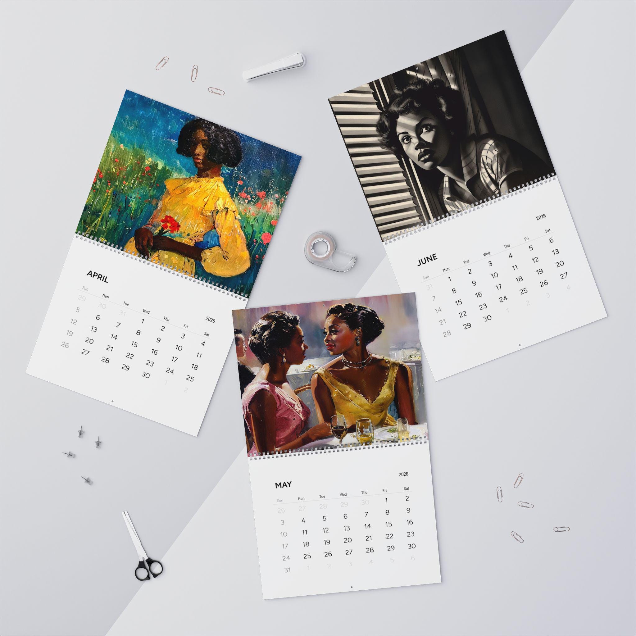 Retro Melanin Vibe 2026 Wall Calendar, Afrocentric Gift, Black Women ...