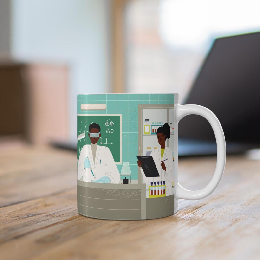 Black Scientists Mug - STEM Lab Illustration - Science Teacher Gift ...