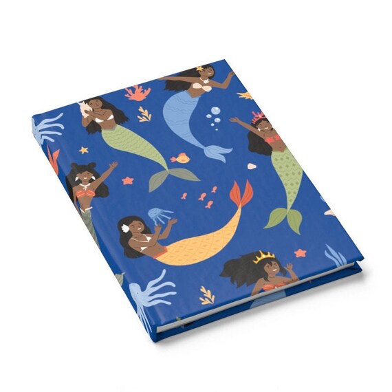 Black Mermaids Journal Ruled Line Little Mermaids Under | Etsy
