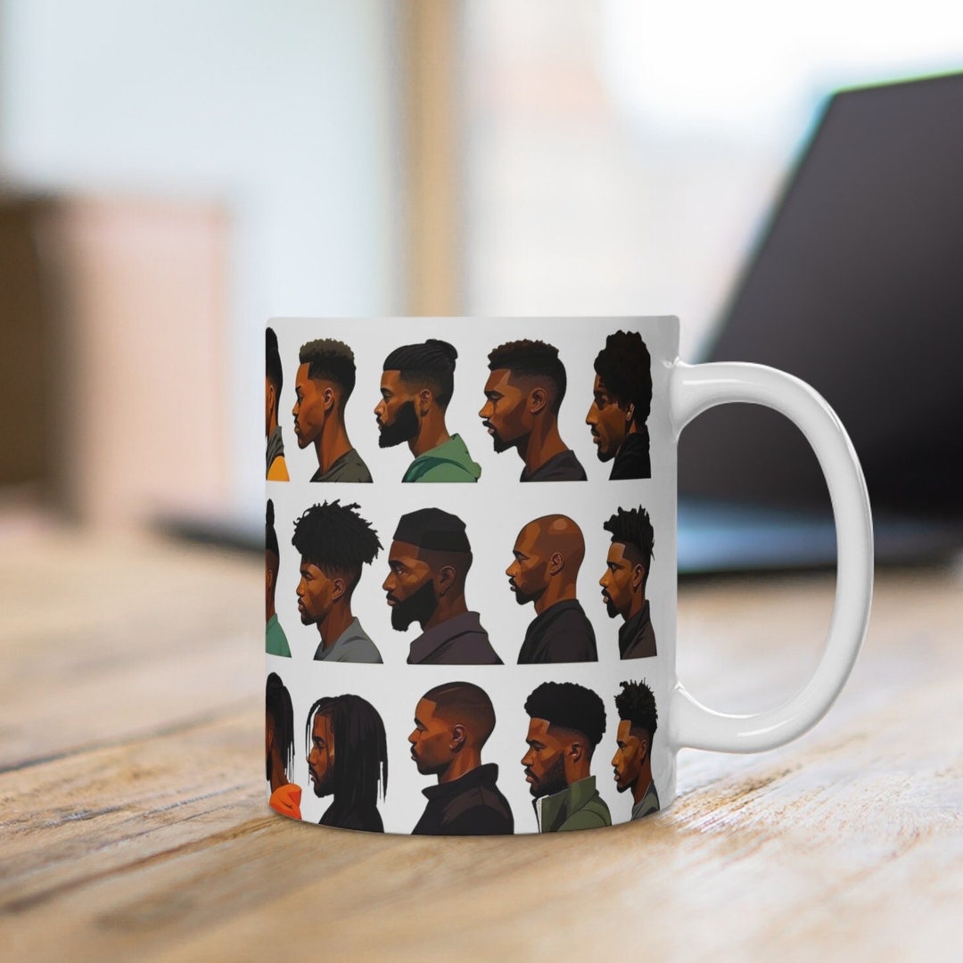 Black Men Haircuts Mug | Melanin & Grooming Barbershop Gift - Etsy