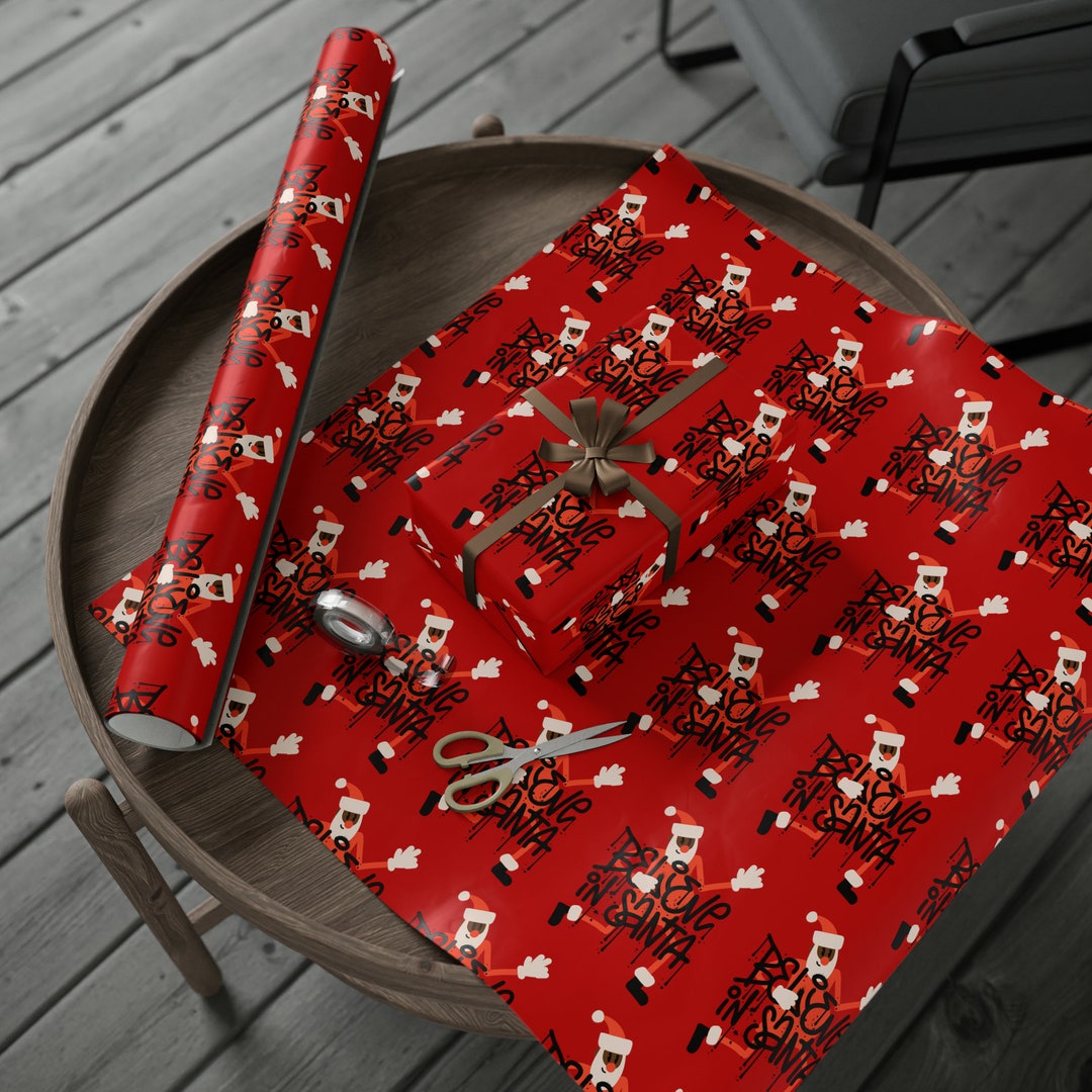 Believe in Black Santa Wrapping Paper African American Christmas ...