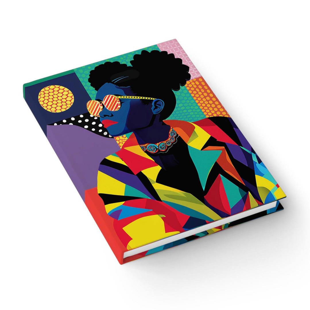 Black Woman With Afro Puffs Journal Hardcover Book Afrocentric Design ...