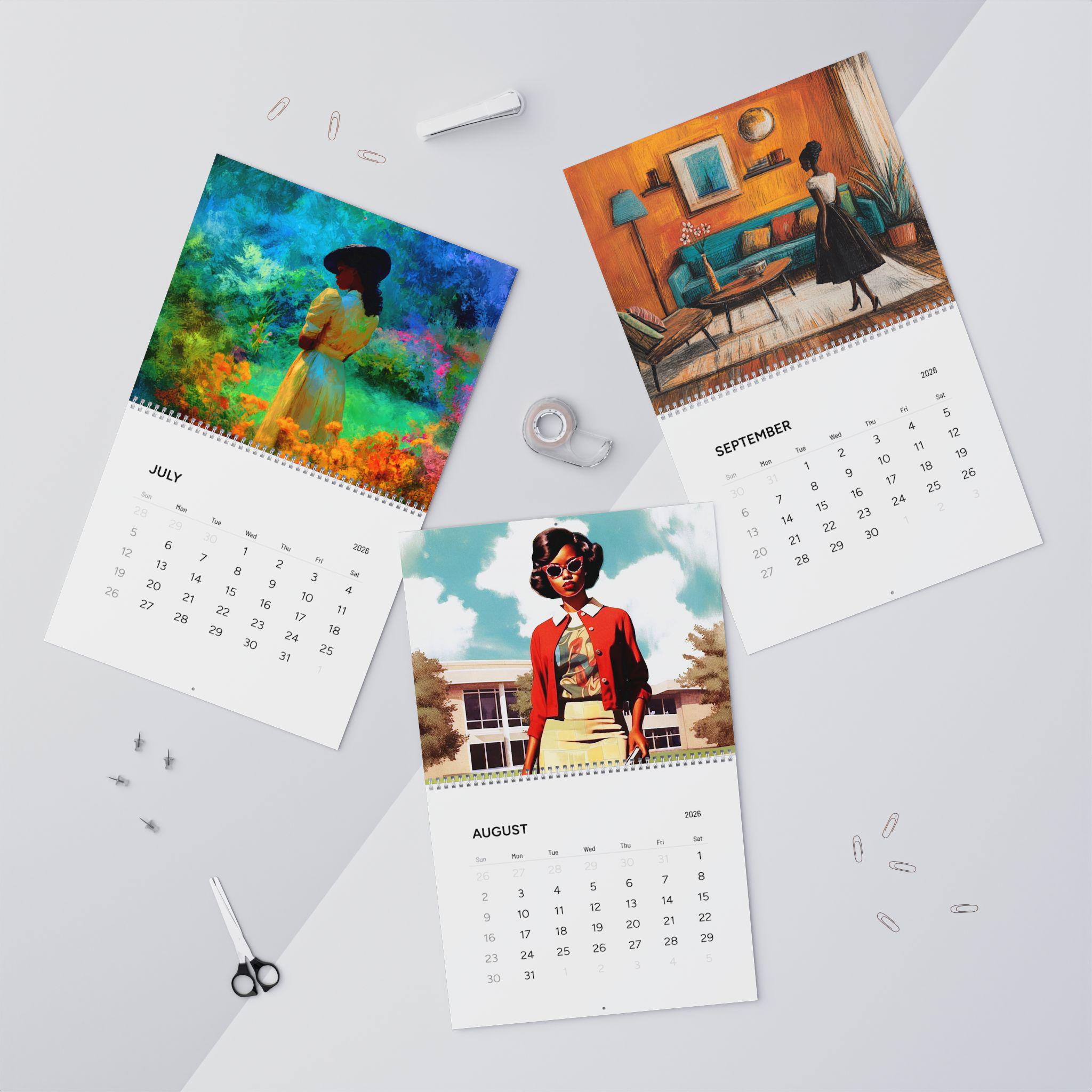 Retro Melanin Vibe 2026 Wall Calendar, Afrocentric Gift, Black Women ...