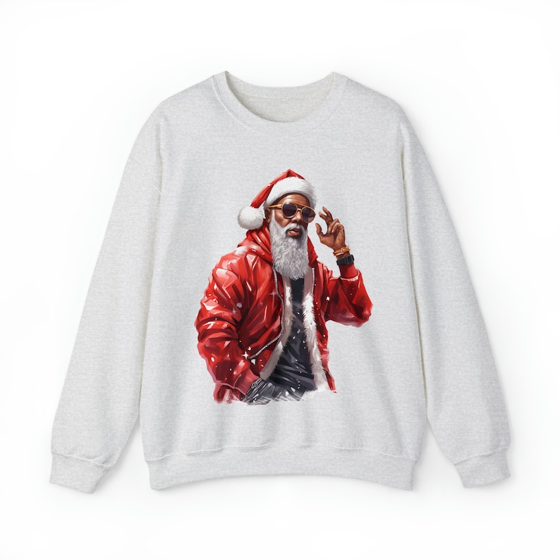 Urban Santa Claus Sweatshirt – Black Man Christmas Holiday Top - Modern ...