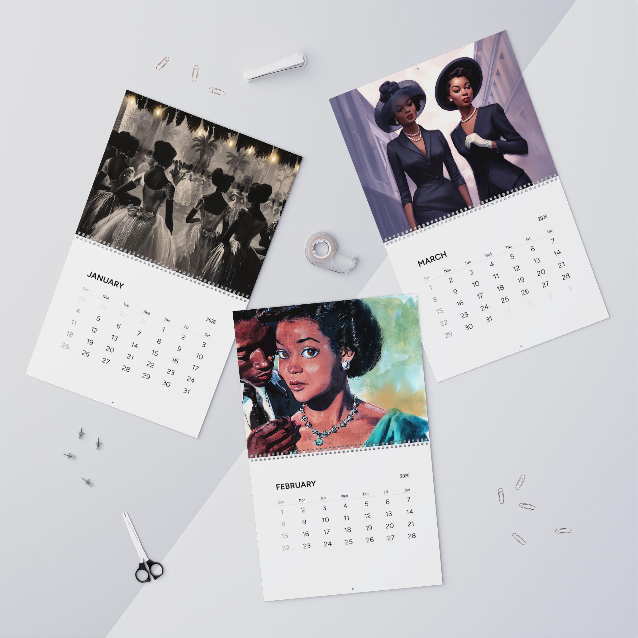 Retro Melanin Vibe 2026 Wall Calendar, Afrocentric Gift, Black Women ...