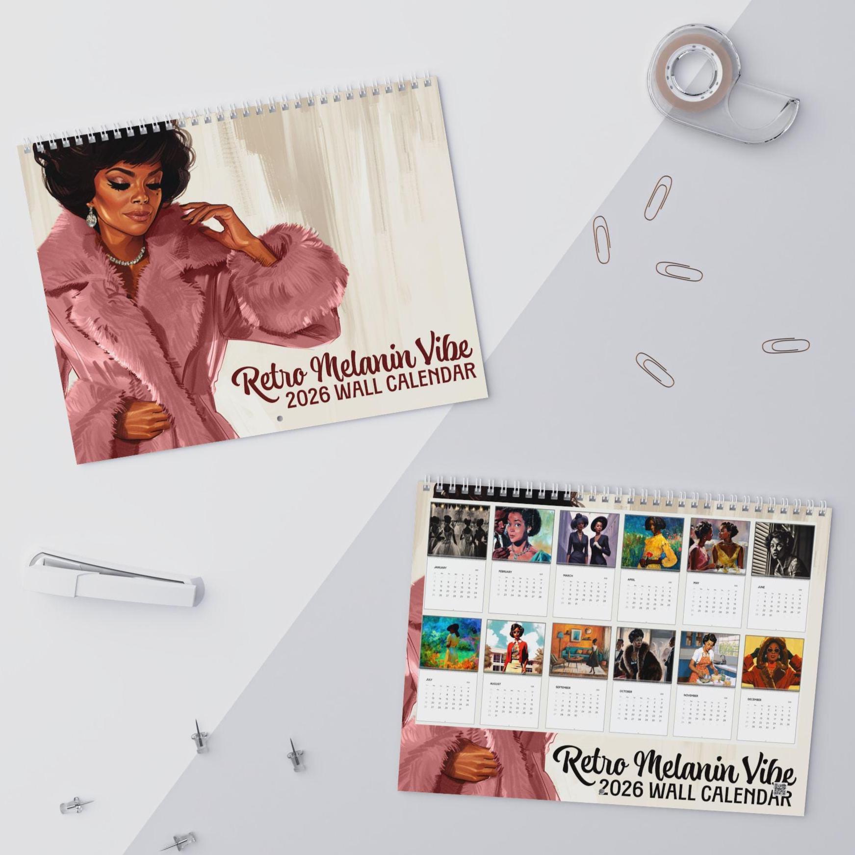 Retro Melanin Vibe 2026 Wall Calendar, Afrocentric Gift, Black Women ...