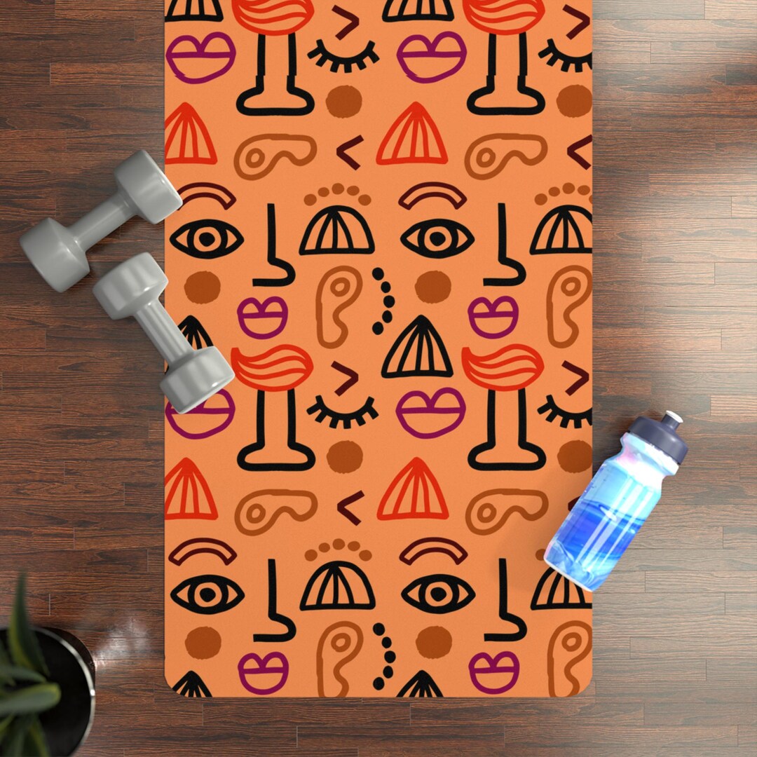 Abstract Face Yoga Mat – Modern Fitness Mat - Home Workout - Pilates ...