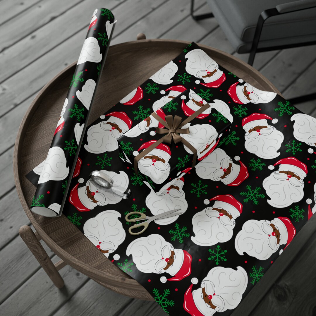 Black Santa Wrapping Paper Ebony Christmas Afrocentric Gift Wrap ...