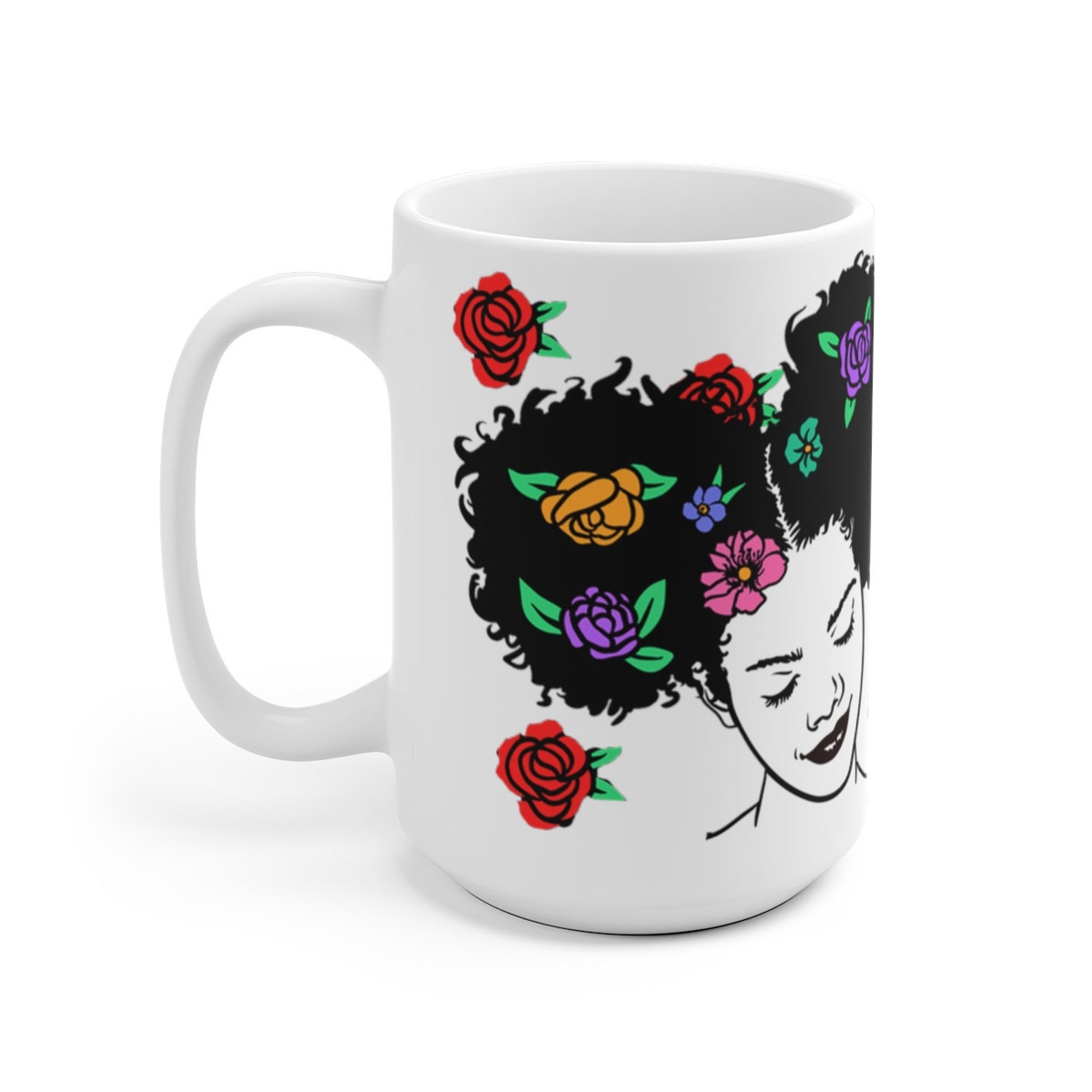 Afro Puffs Art Mug African American Mugs Afro Natural Hair | Etsy