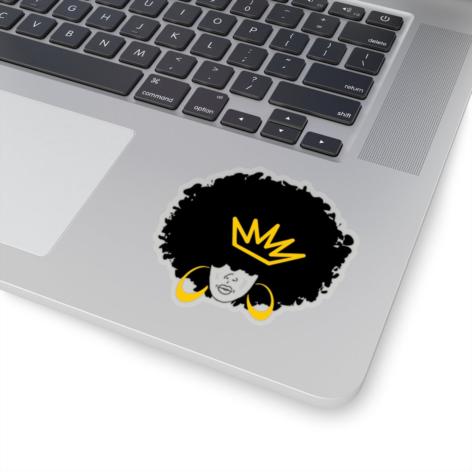 Afro Queen Sticker: Black Woman Gold Crown - Laptop Decal - Etsy