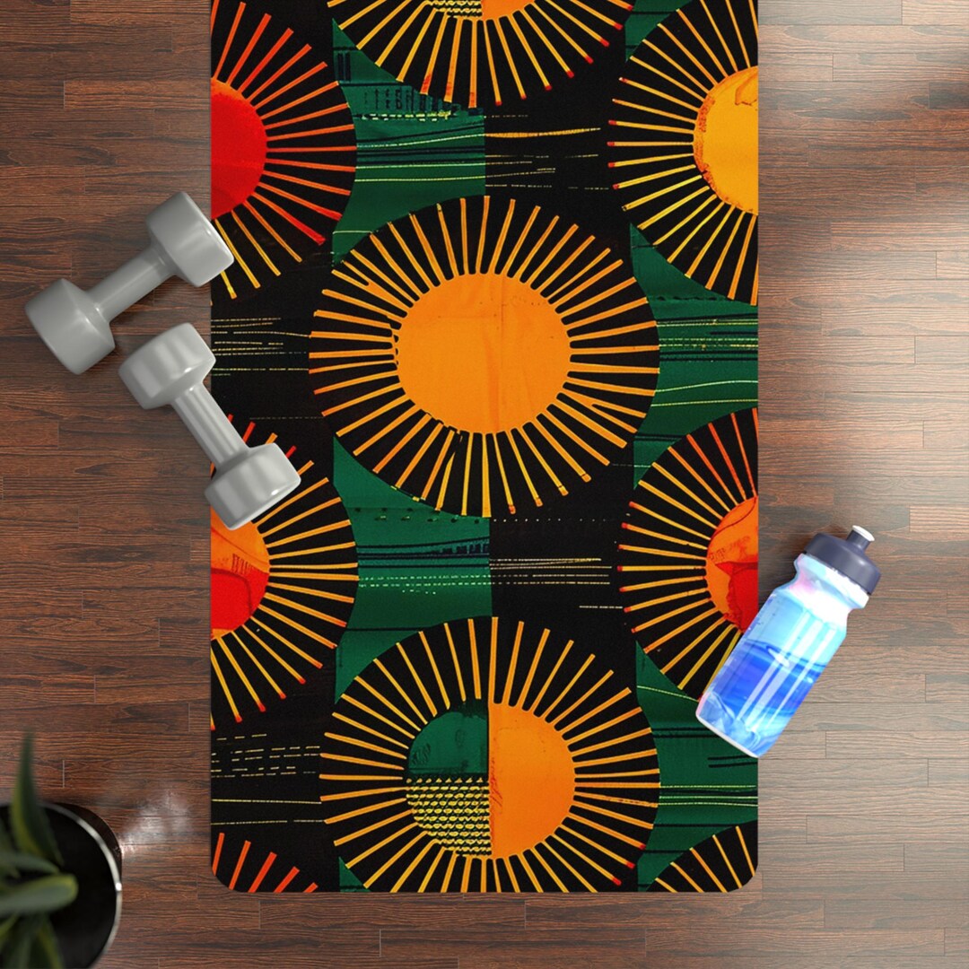 Afrocentric Yoga Mat - Sunburst Design - Black Owned - Yoga Gift ...