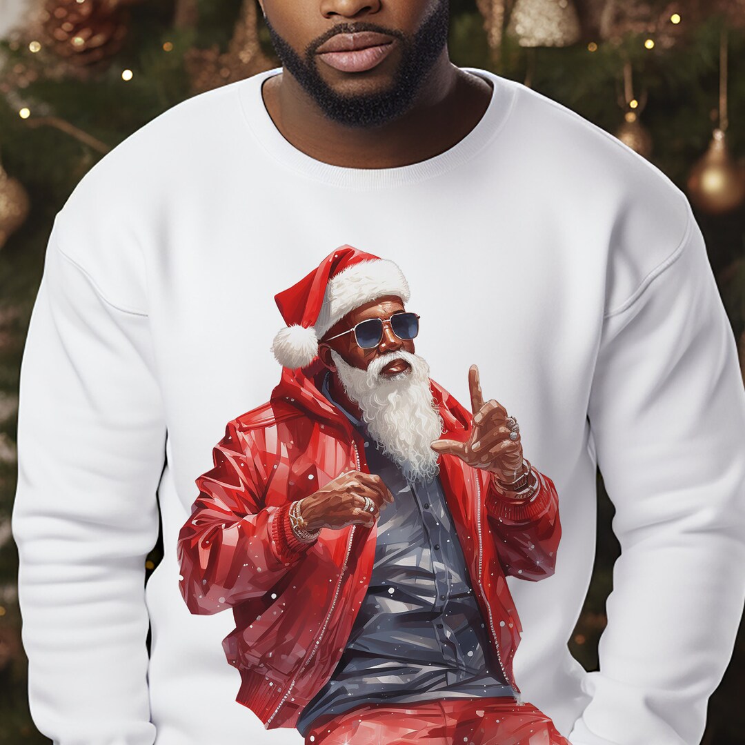 Urban Santa Sweatshirt: Black St. Nick Holiday Fashion - Etsy