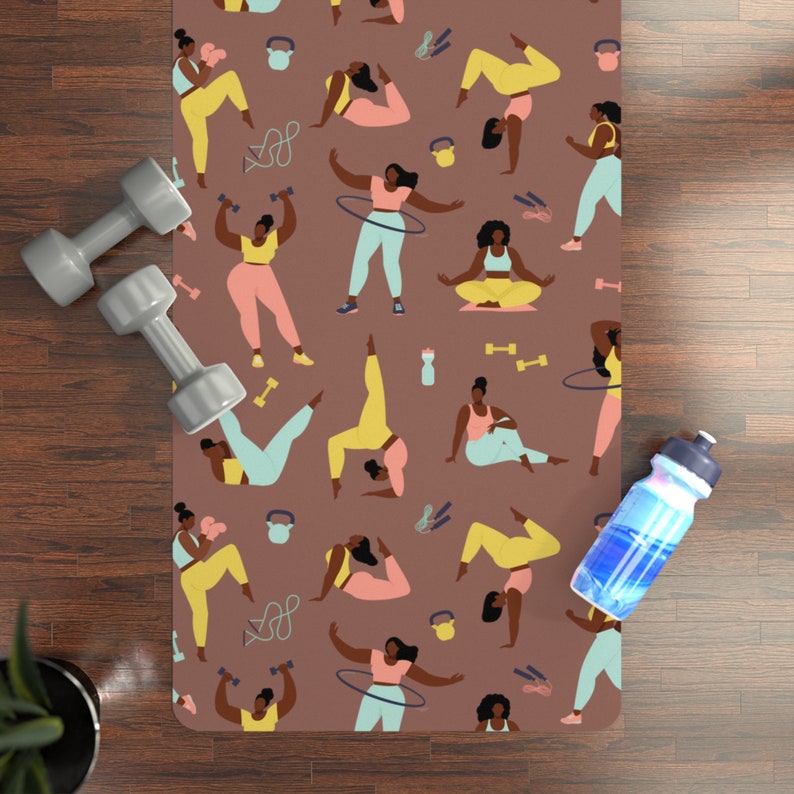 Black Girl Fitness Yoga Mat: Suede Top, Anti-slip Rubber - Fit Goal ...