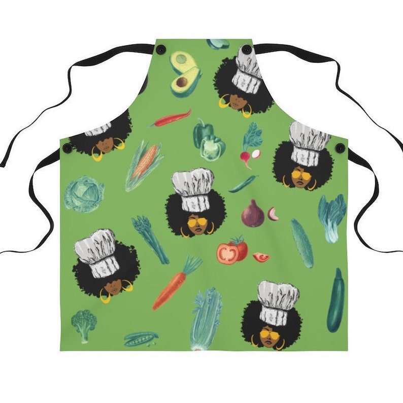 Afro Chefs Apron: Black Women Cook, Vegan Art - Etsy