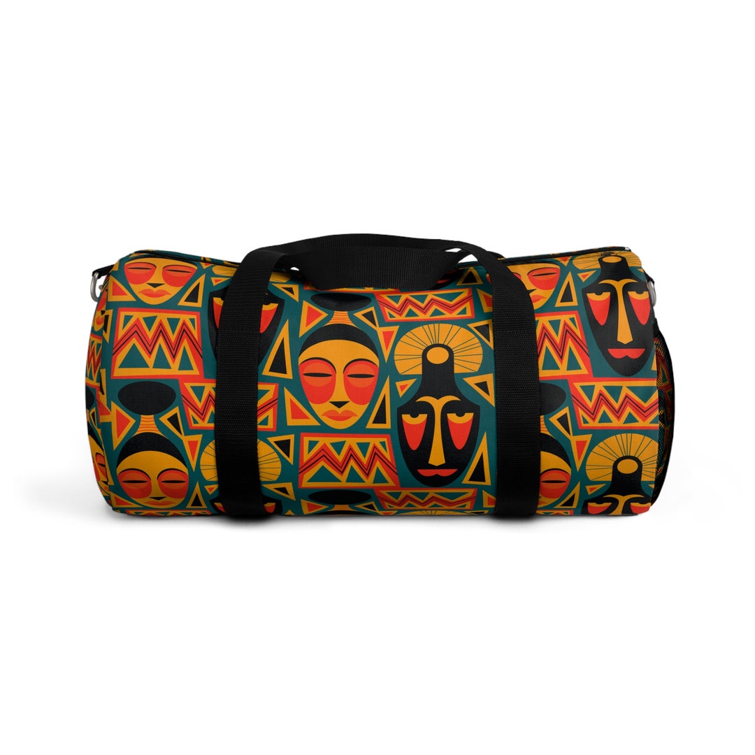 Afrocentric Duffel Bag Tribal Travel Bag African Inspired Masks Kente ...