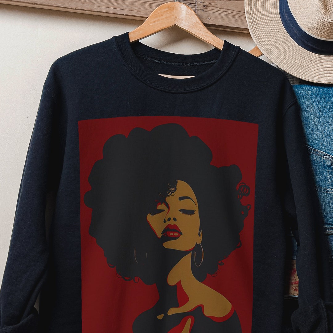 Afro Lady Sweatshirt - African American Tops - Crimson Red ...
