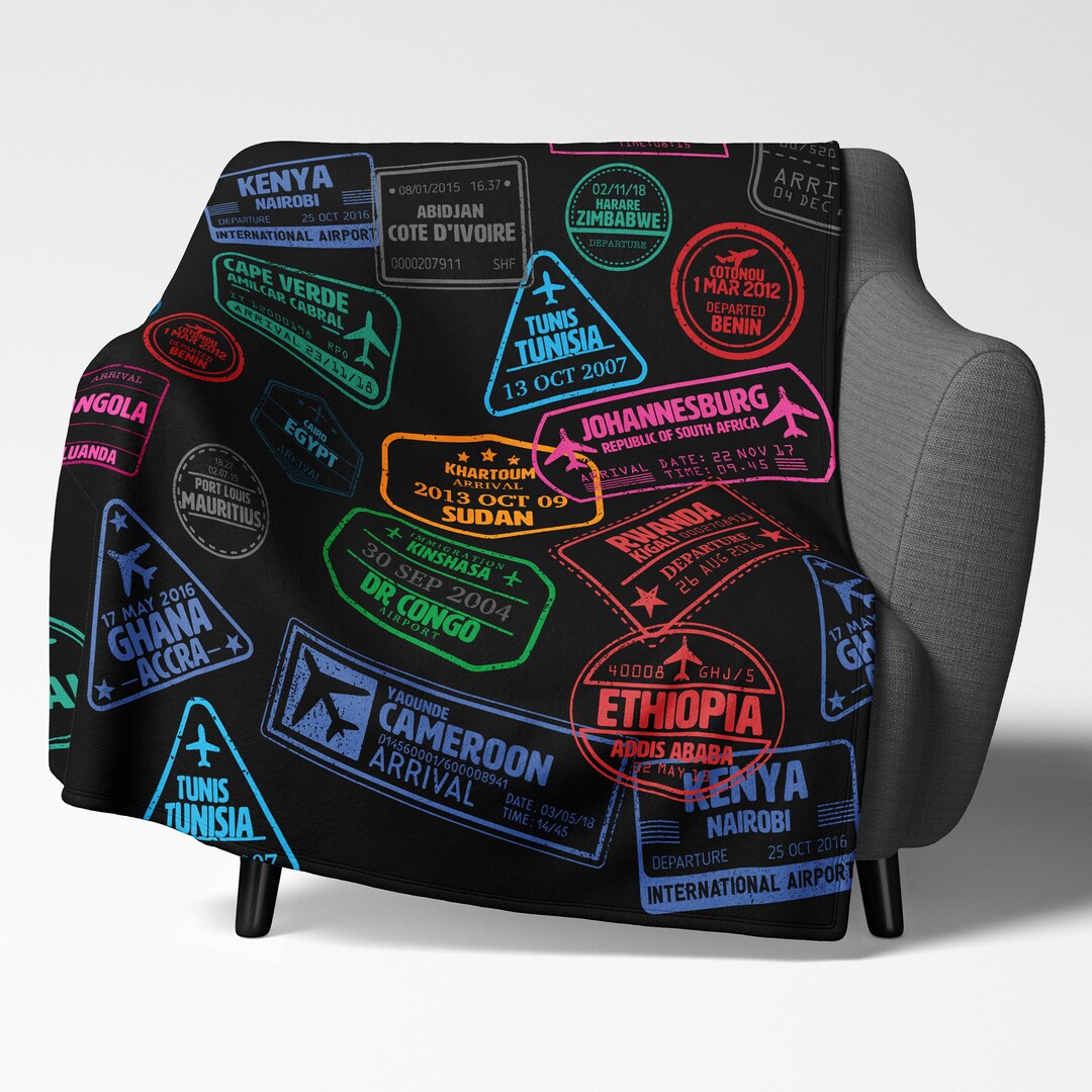African Passport Stamps Blanket - International Travel - African ...