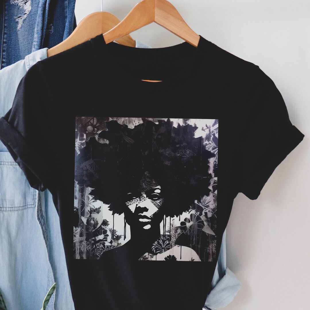Afro Stencil Shirt - African American - Mixed Media - Afrocentric Tee ...