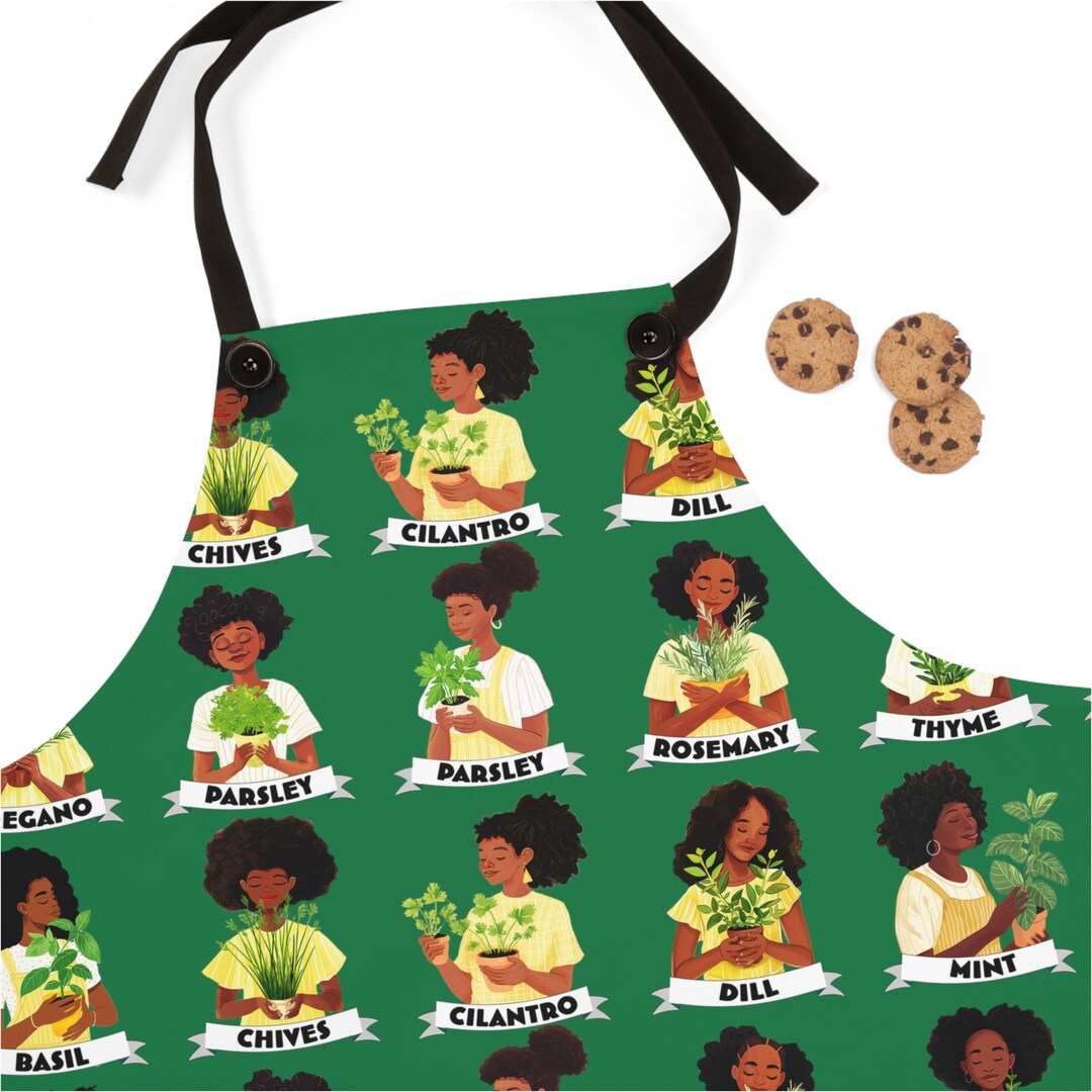 Herbal Labels Apron: Afro Women Chef Art, Soul Cuisine Gift - Etsy