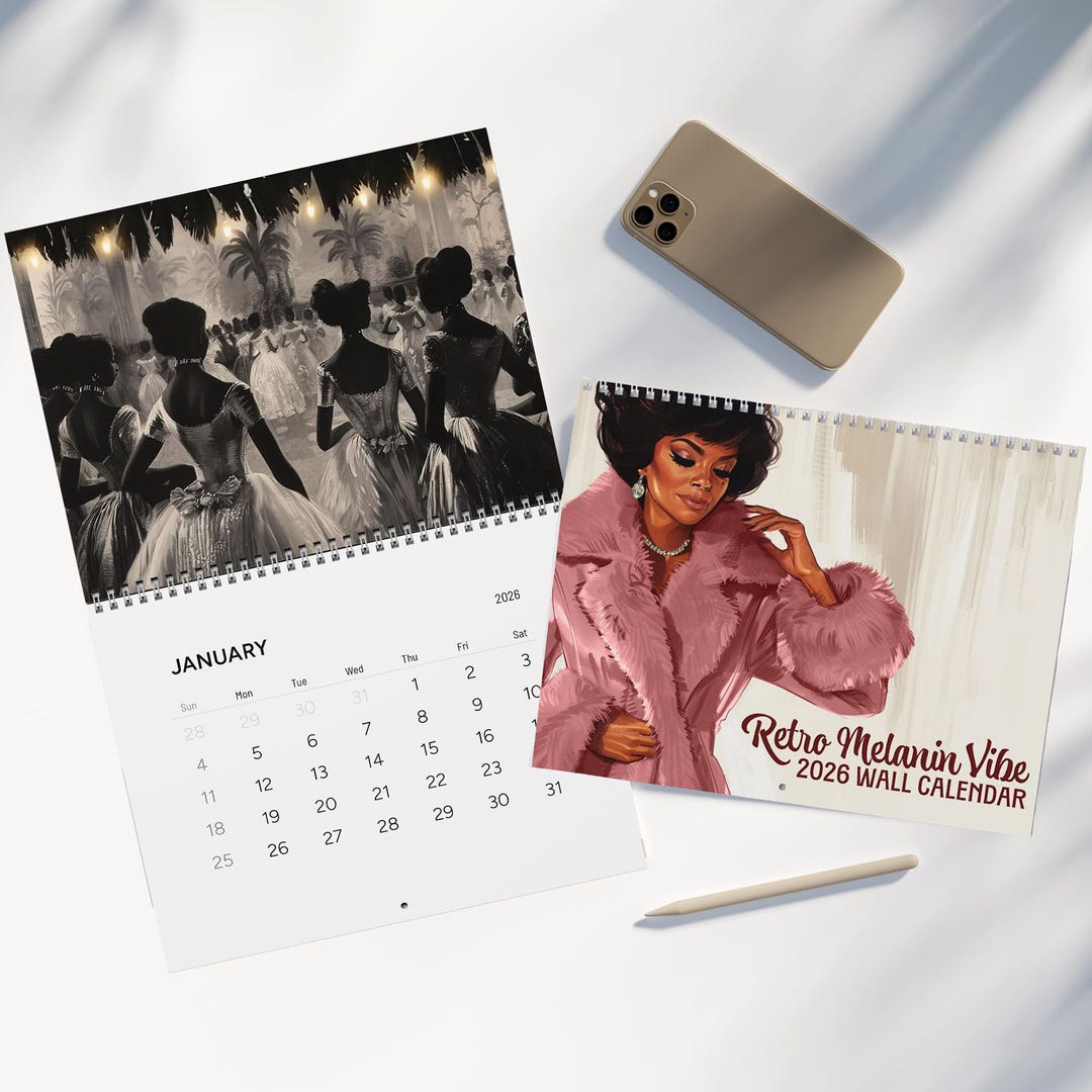 Retro Melanin Vibe 2026 Wall Calendar, Afrocentric Gift, Black Women ...
