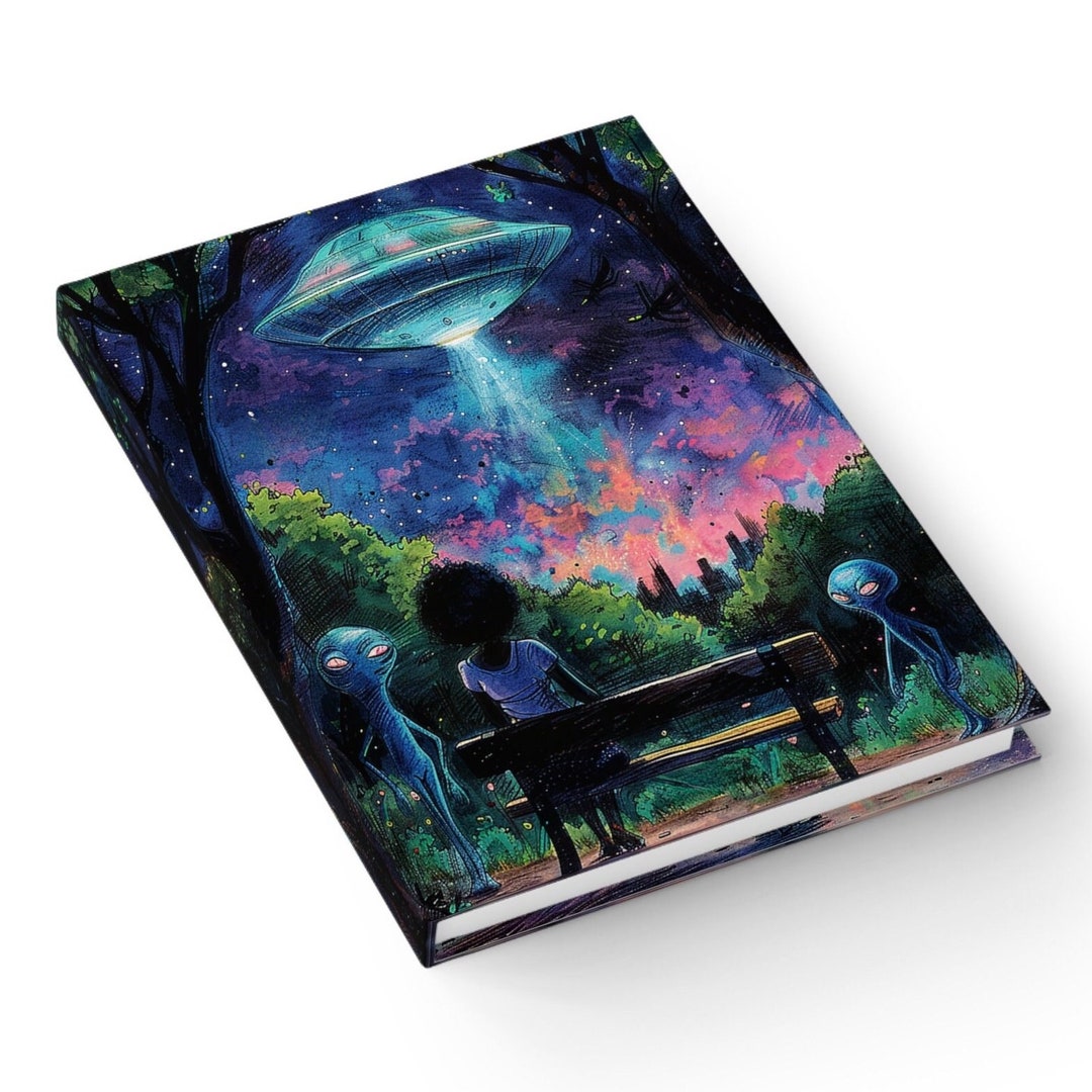 Alien Arrival Journal UFO Sighting Afro Woman Art Black Girl Planet ...
