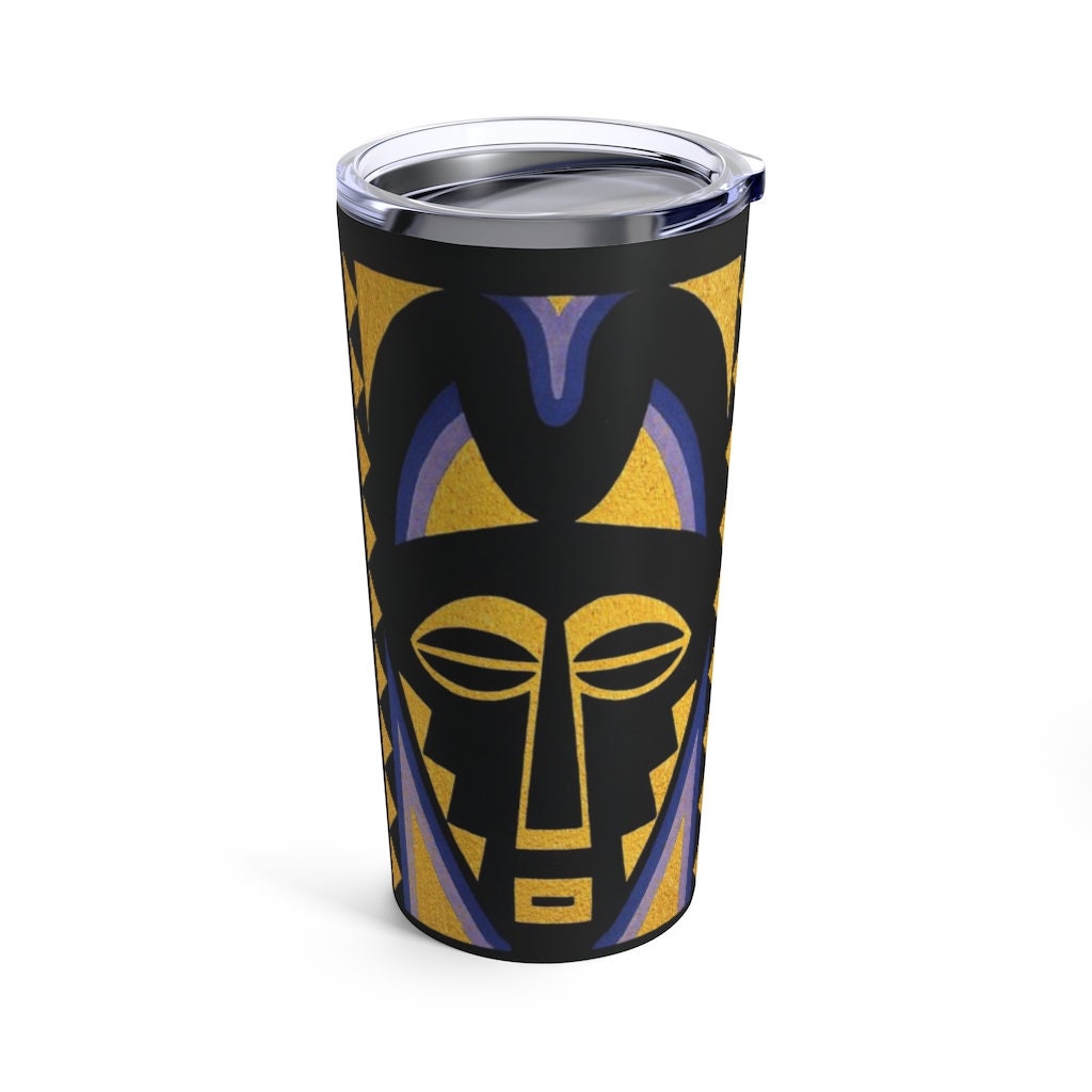 African Mask Travel Mug Afrocentric 20oz Tumbler Black - Etsy