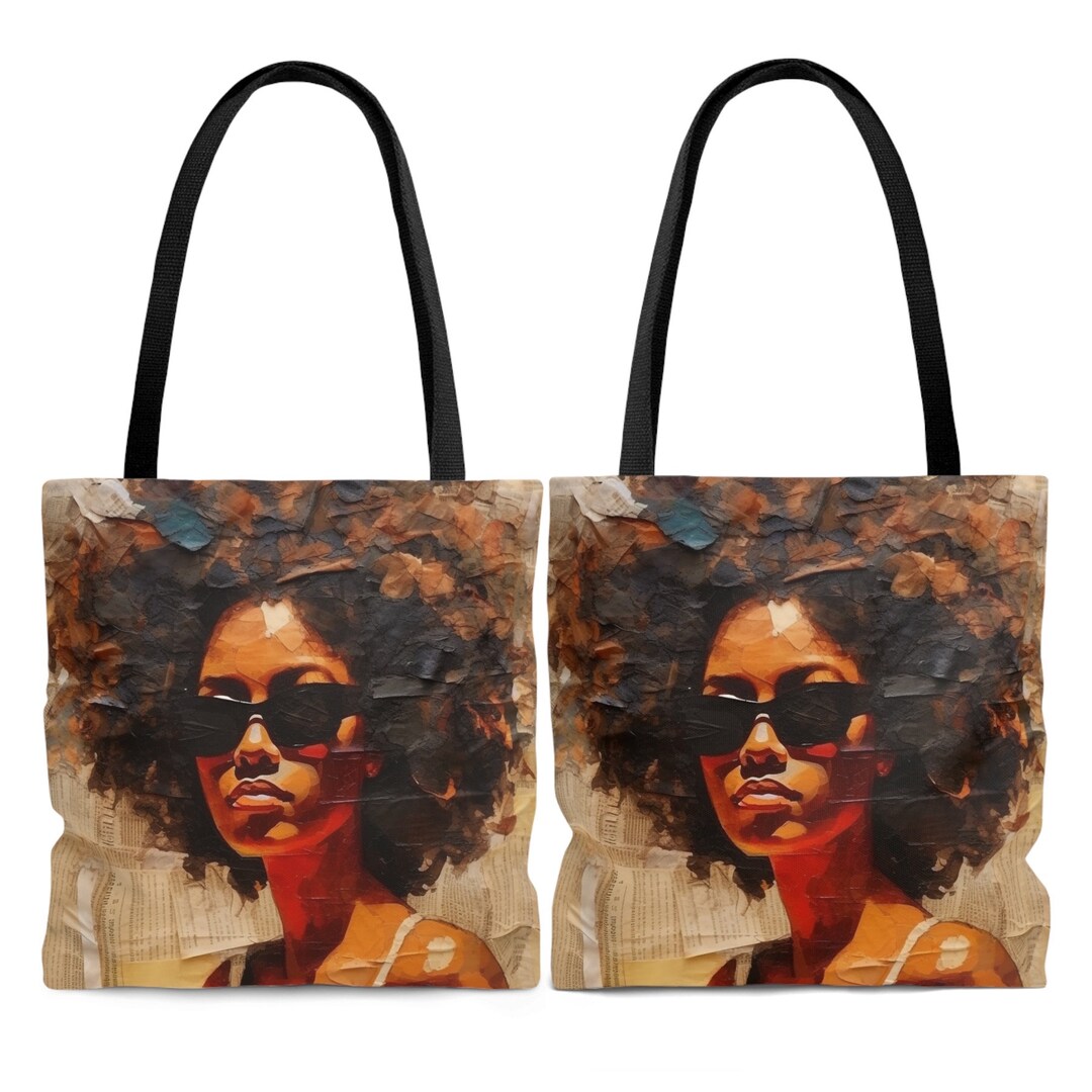 Afro Woman Collage Tote Bag - Mixed Media Design - Paper Torn - African ...