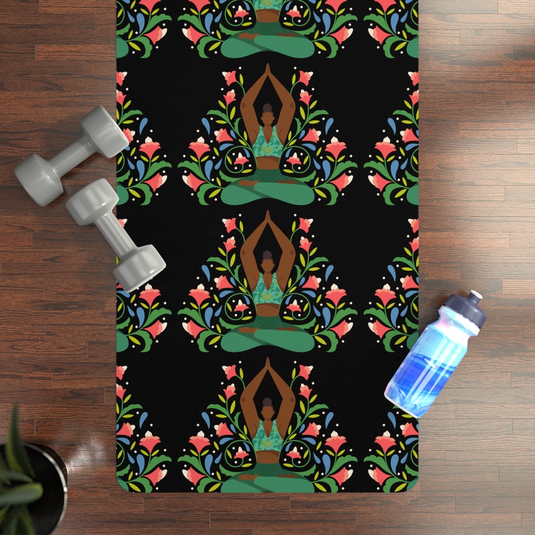 Afro Floral Yoga Mat - African American - Black Yogi - Afrocentric ...