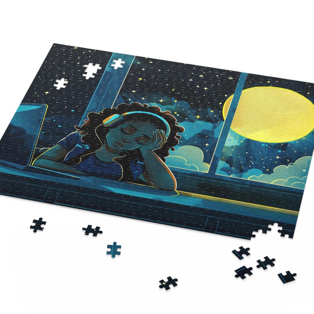Black Girl Sleeping Puzzle, Night Owl, Bedtime Jigsaw, African American ...