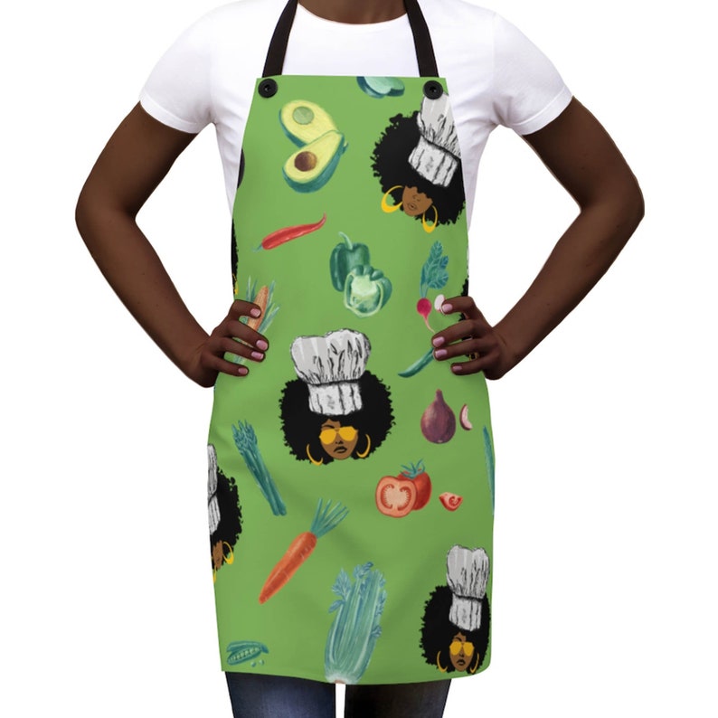 Afro Chefs Apron: Black Women Cook, Vegan Art - Etsy